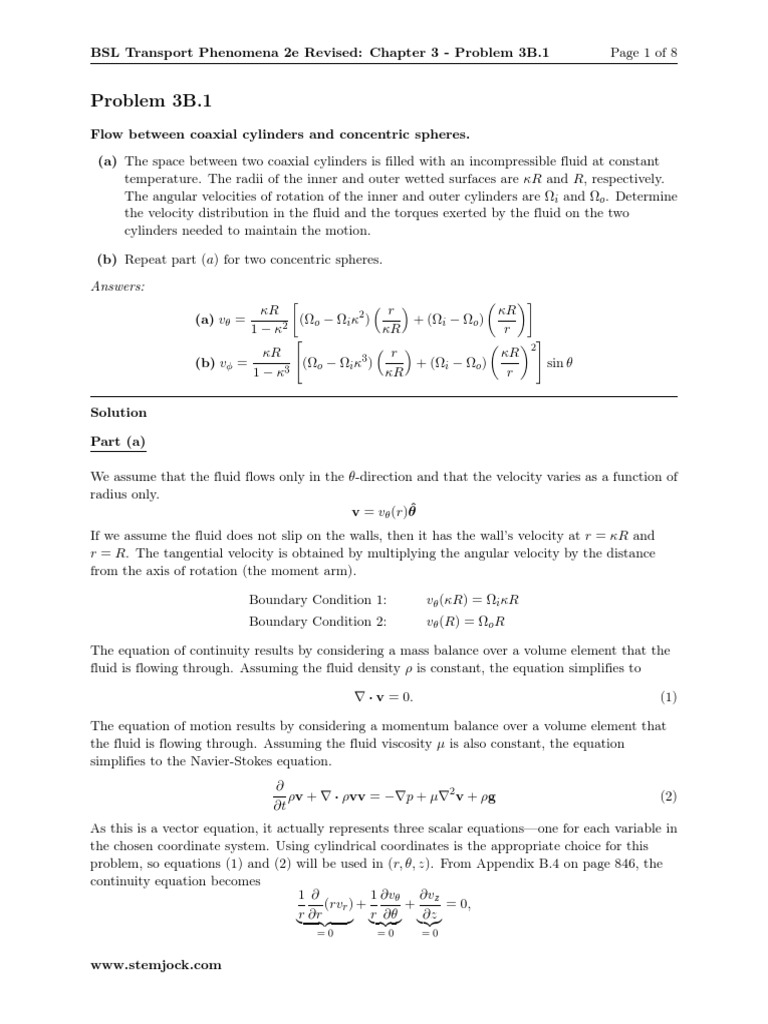 Flow Between Coaxial Cylinders and Concentric Spheres PDF | PDF ...