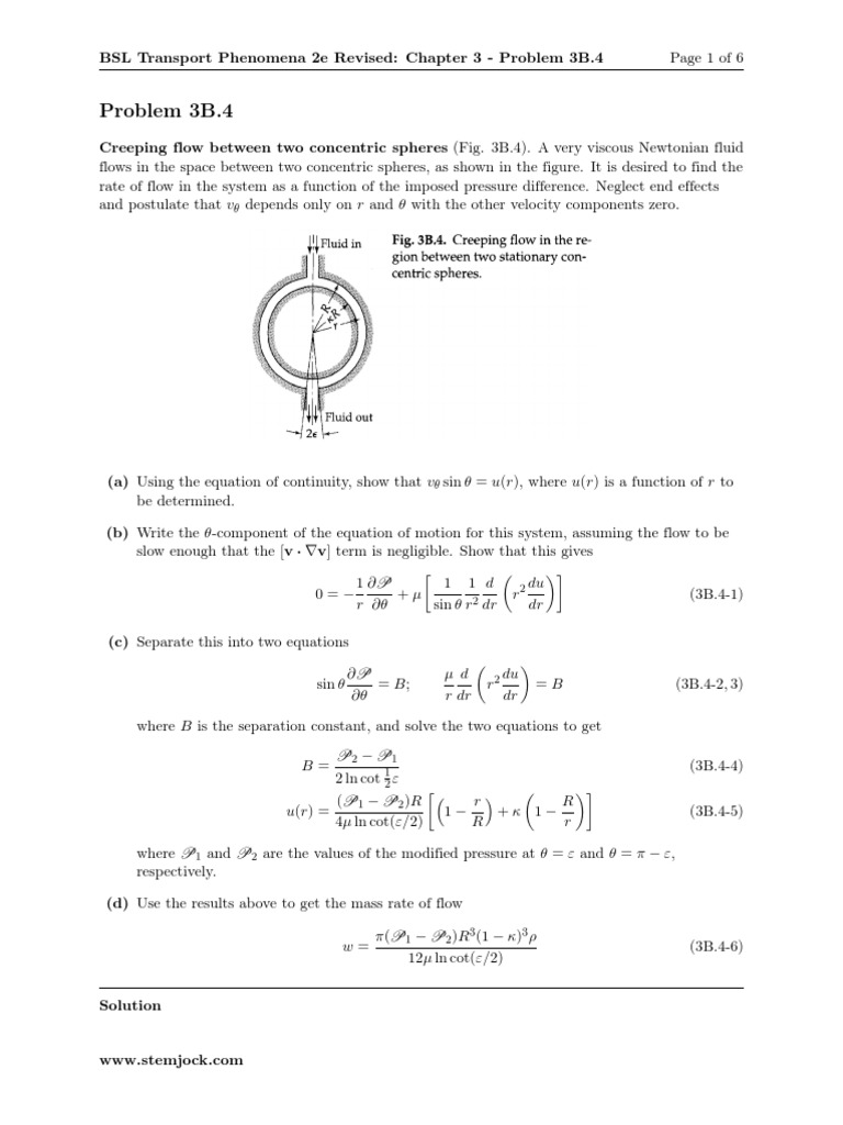 Creeping Flow Between Two Concentric Spheres PDF | PDF | Fluid Dynamics ...