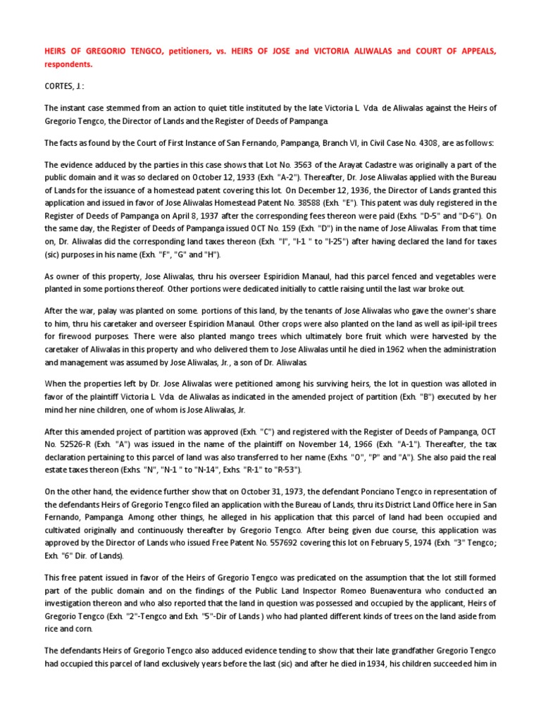 12 - Heirs of Tengco VS Heirs of Aliwalas | PDF | Appeal | Judgment (Law)