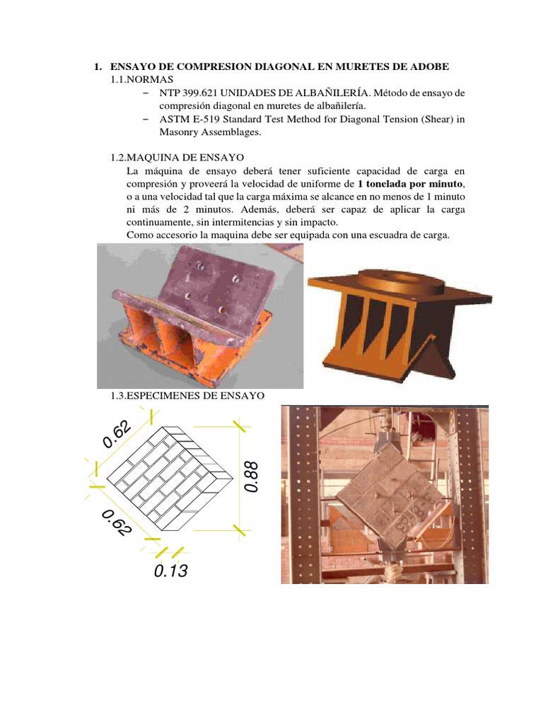 Ensayo de Compresión en Muretes de Adobe | PDF