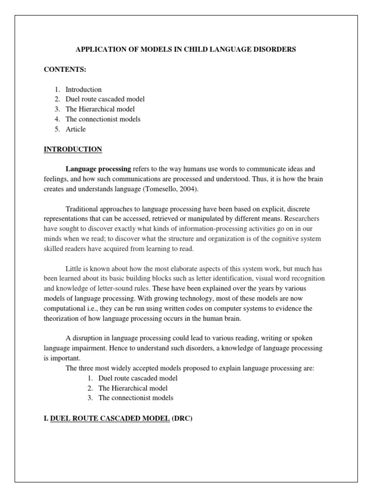 Application of Models in CLD | PDF | Dyslexia | Reading (Process)