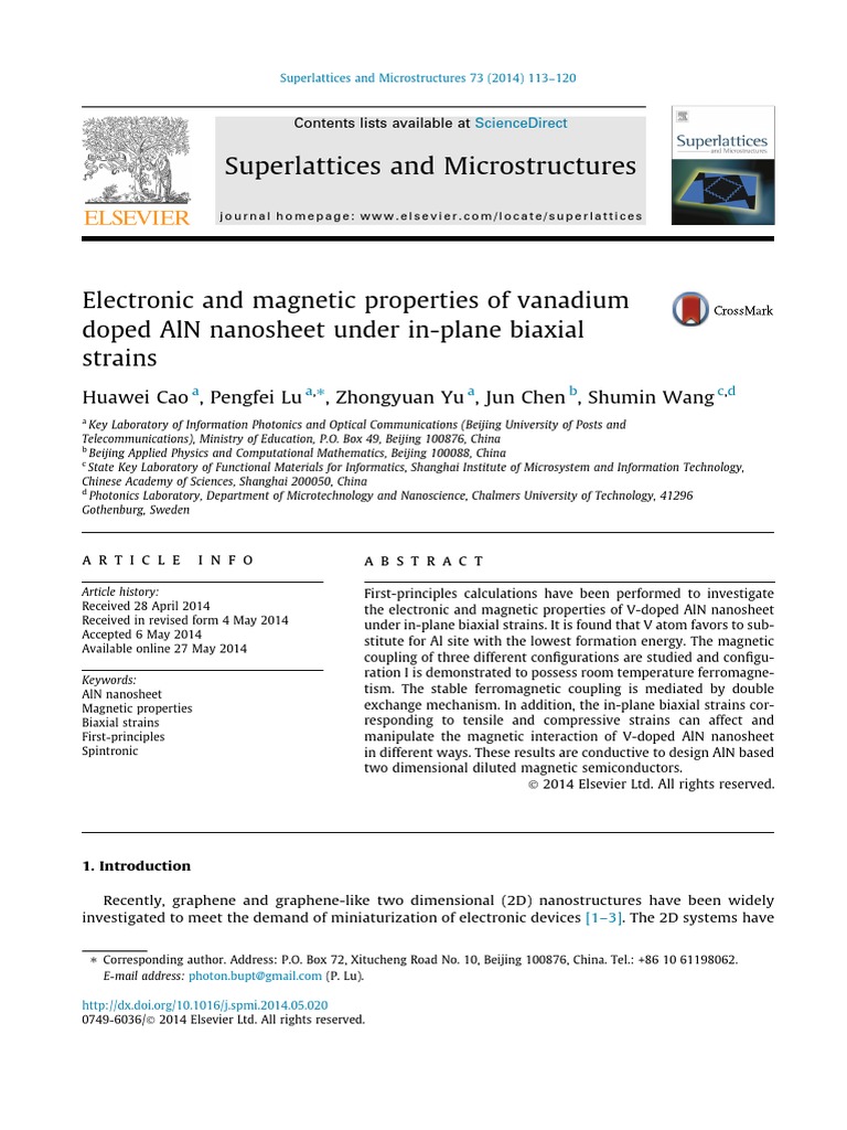 Superlattices and Microstructures: Huawei Cao, Pengfei Lu, Zhongyuan Yu ...