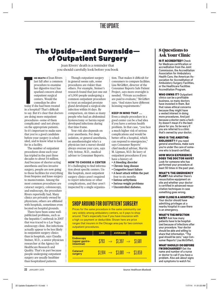 The Upside-And Downside - of Outpatient Surgery | PDF | Patient | Surgery
