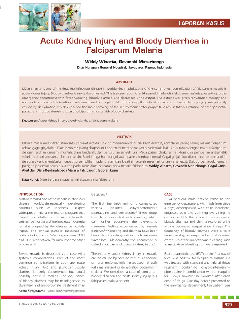 Acute Kidney Injury and Bloody Diarrhea in Falciparum Malaria | PDF ...