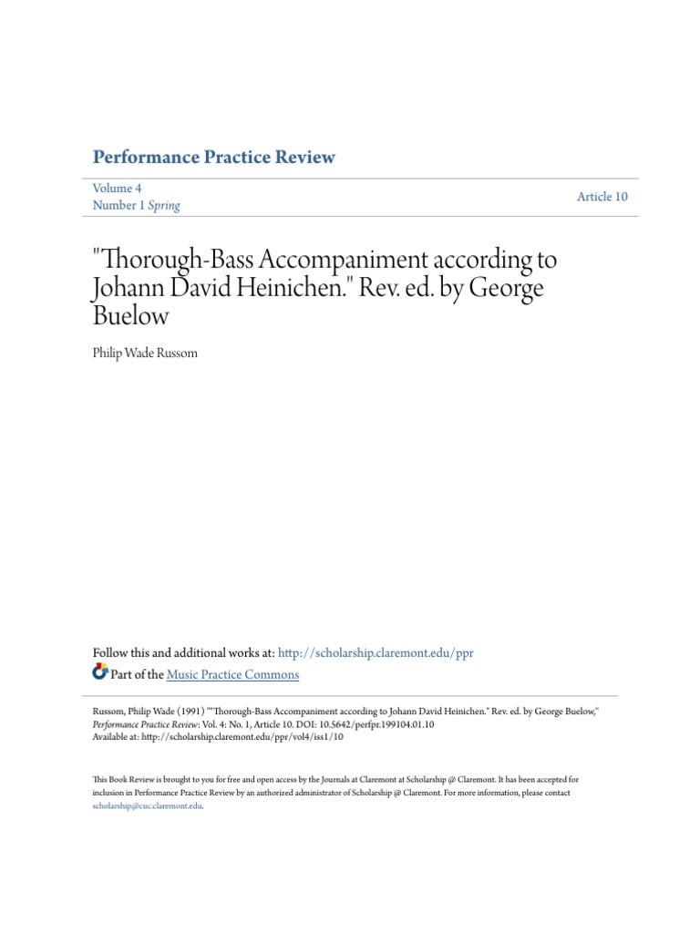 Thorough-Bass Accompaniment According To Johann David Heinichen. | PDF ...
