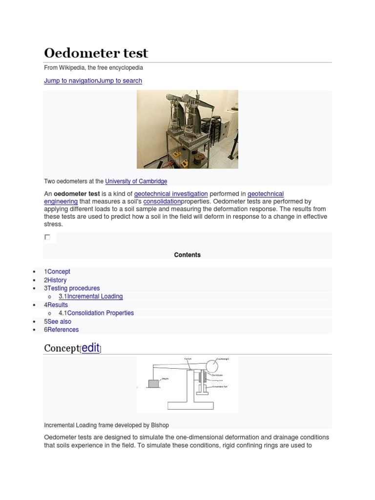 Oedometer Test: Concept | PDF | Landscape | Civil Engineering