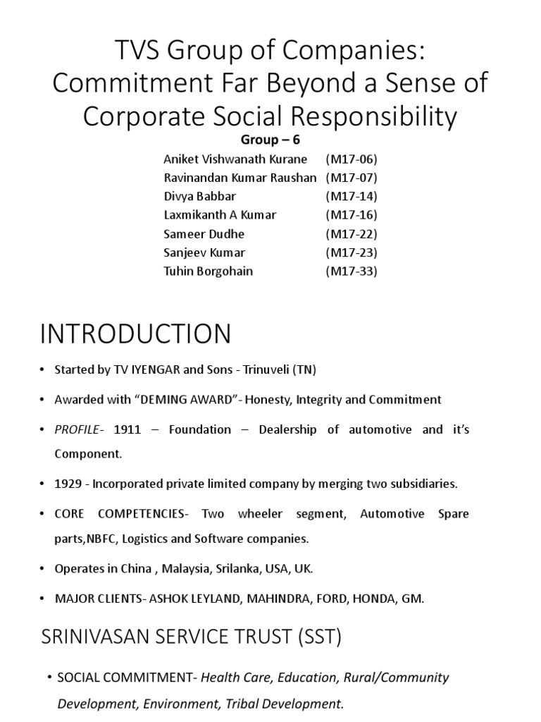 TVS Group of Companies: Commitment Far Beyond A Sense of Corporate ...