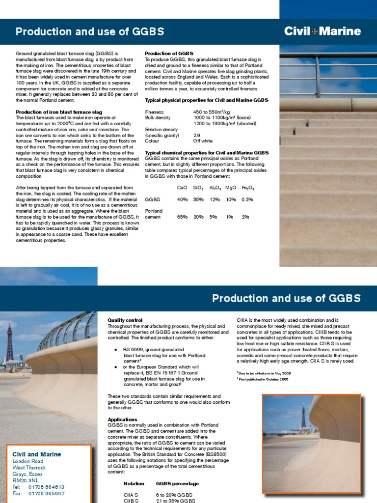 Production and Use GGBS | PDF | Chemical Substances | Joining