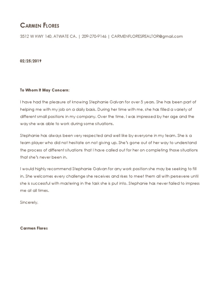 Recommendation Letter for Stephanie Galvan | PDF