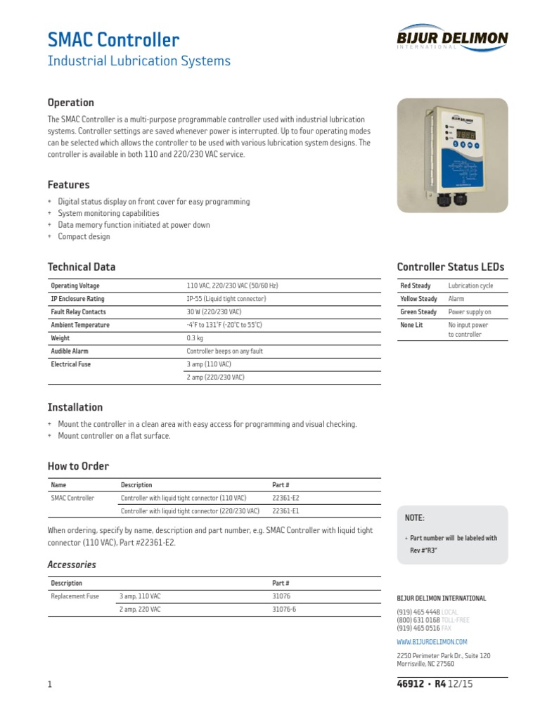 SMAC Controller: Industrial Lubrication Systems | PDF | Switch | Power ...