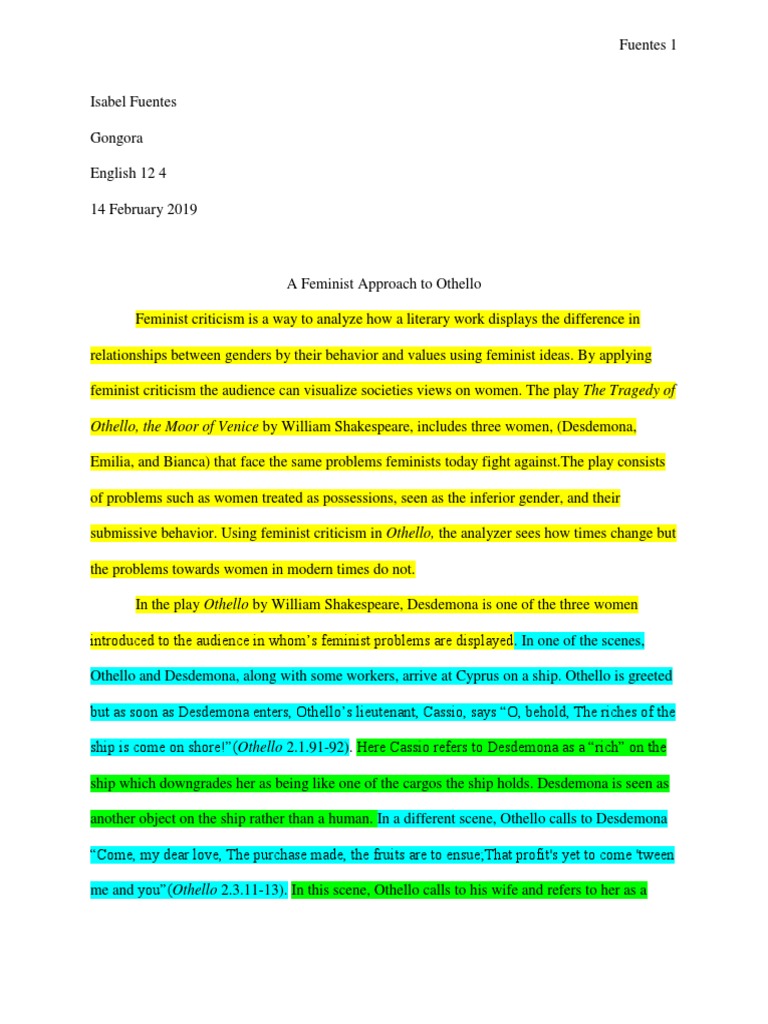 Othello Embedded Assesment | PDF | Othello | Desdemona