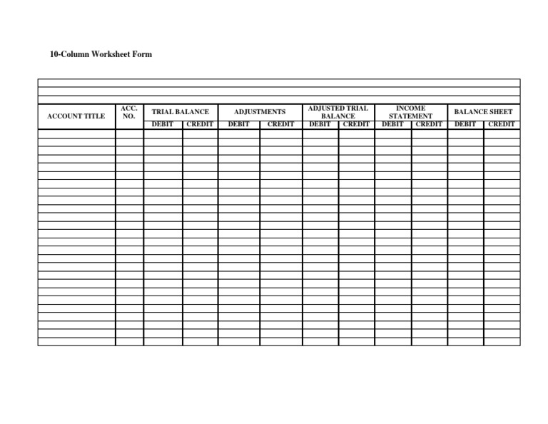 10-Column Worksheet Form PDF | PDF