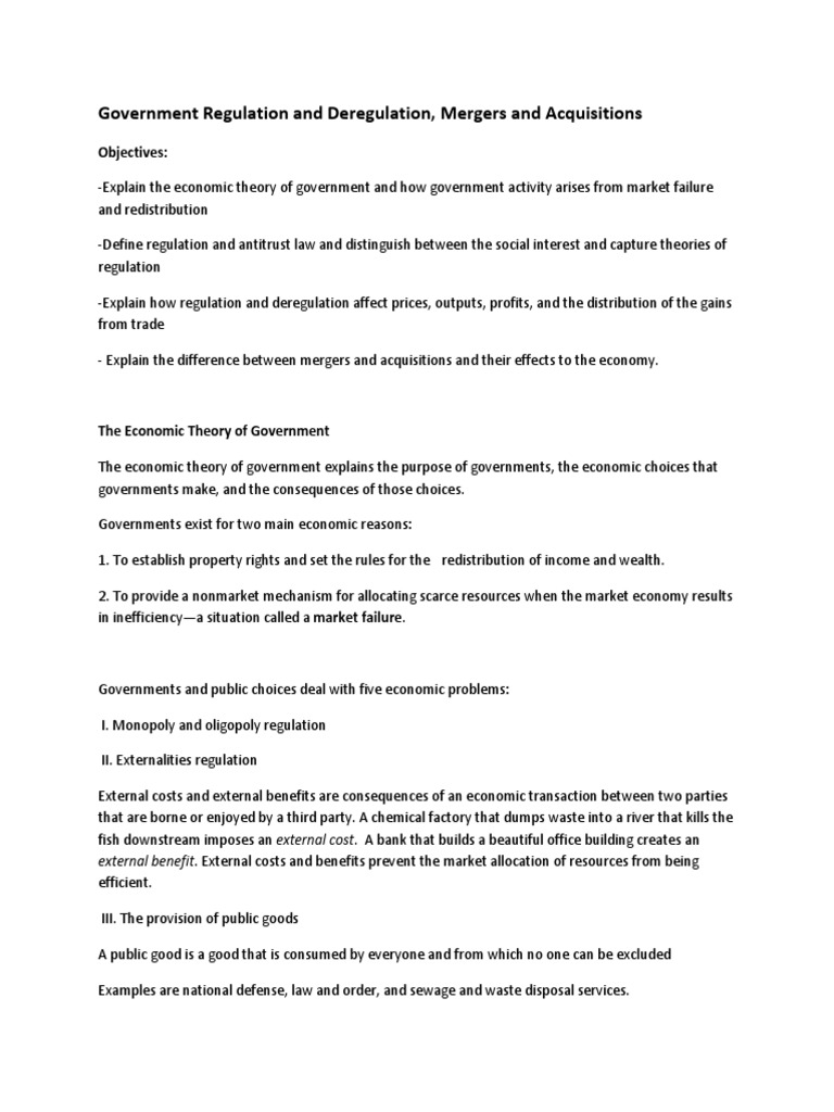 Government Regulation and Deregulation Explained | PDF | Monopoly ...