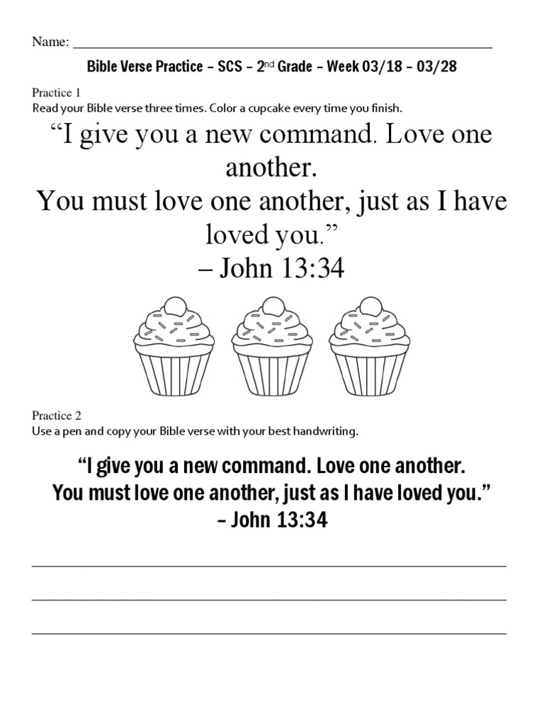 Bible Verse Practice John 13:34 | PDF | Religious Texts | Ancient ...