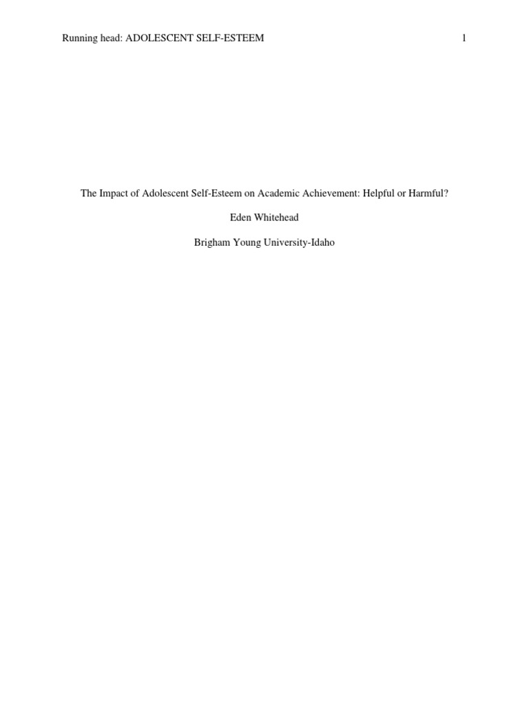 The Impact of Adolescent Self-Esteem On Academic Performance | Download ...