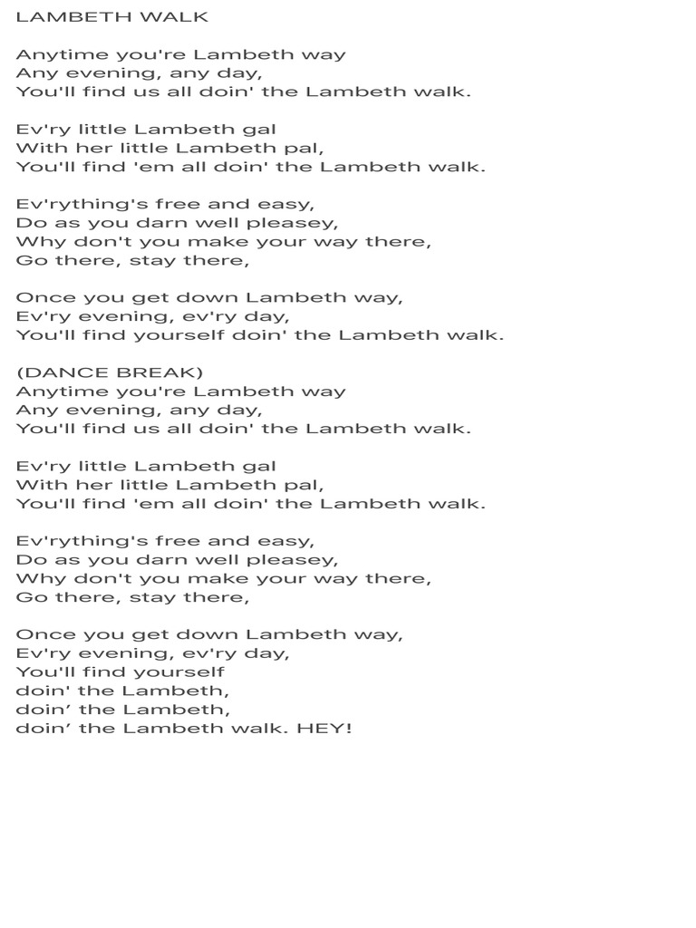 Lambeth Walk Song | PDF
