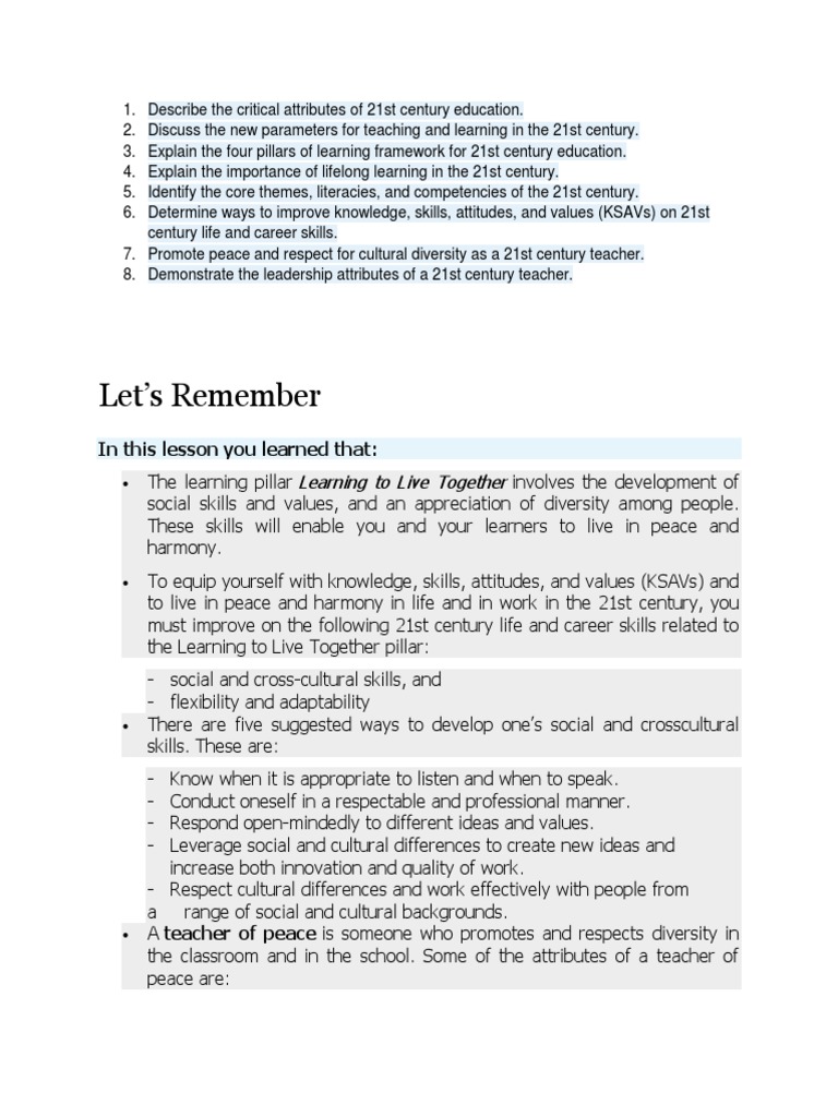 Critical Attributes of 21st Century Education | PDF | Cultural ...