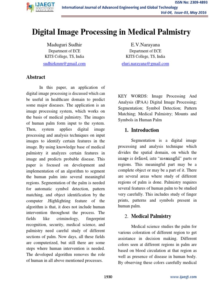 Medical Palmistry | PDF | Image Segmentation | Human