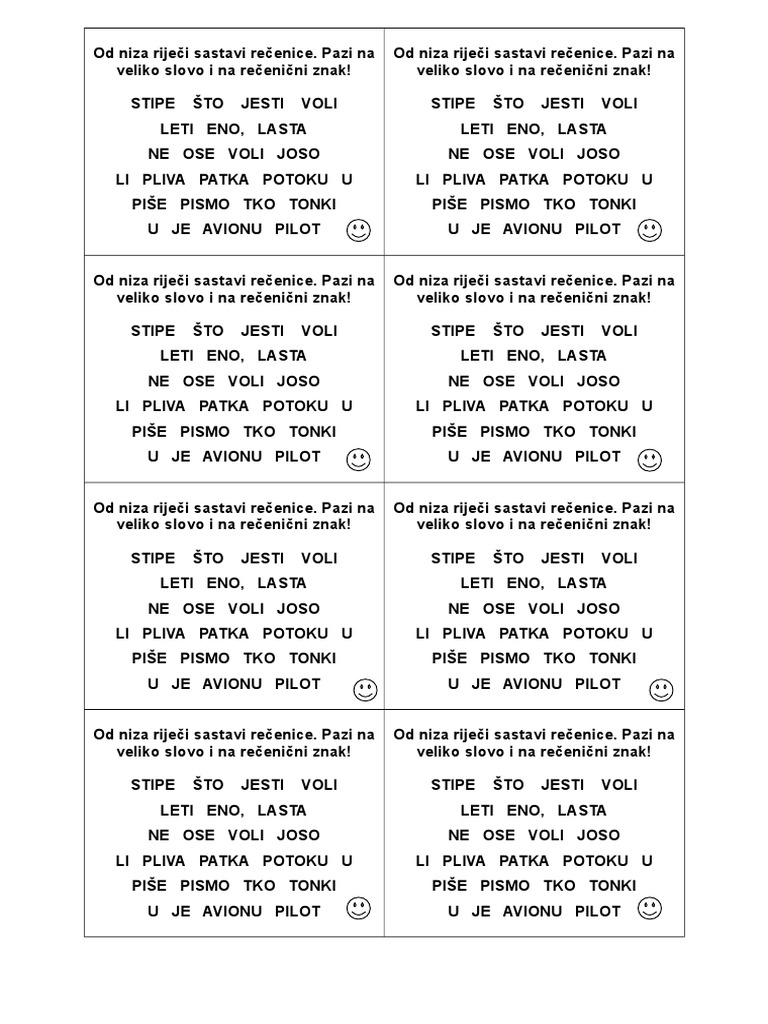 8.ispit Znanja Poštivanje Pravopisnih Normi 1.radzred | PDF