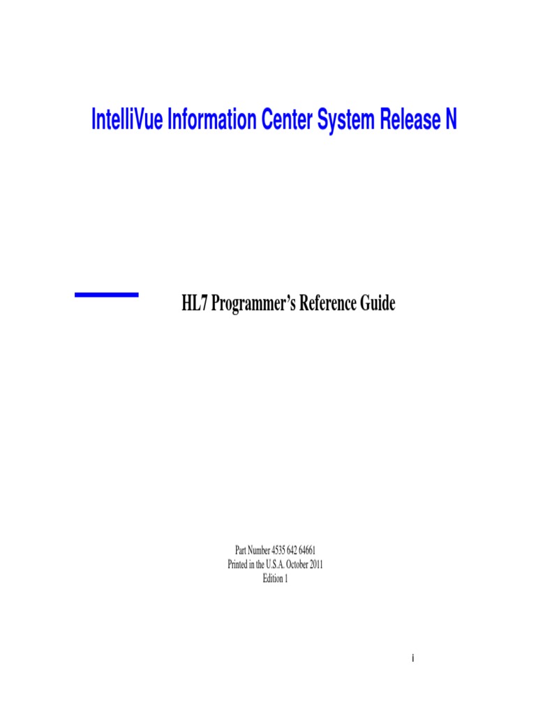 IntelliVue Information Center HL7 Programmer S Guide PDF | PDF | Port ...