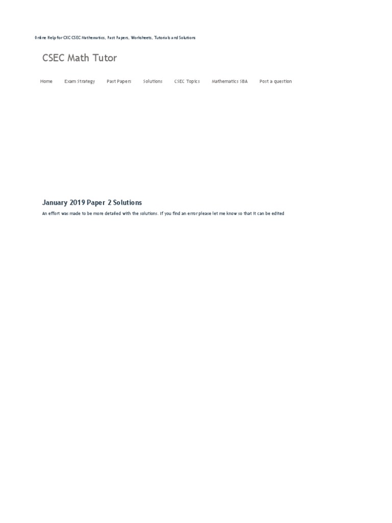 CSEC MATHS Jan 2019 | PDF | Teaching | Learning