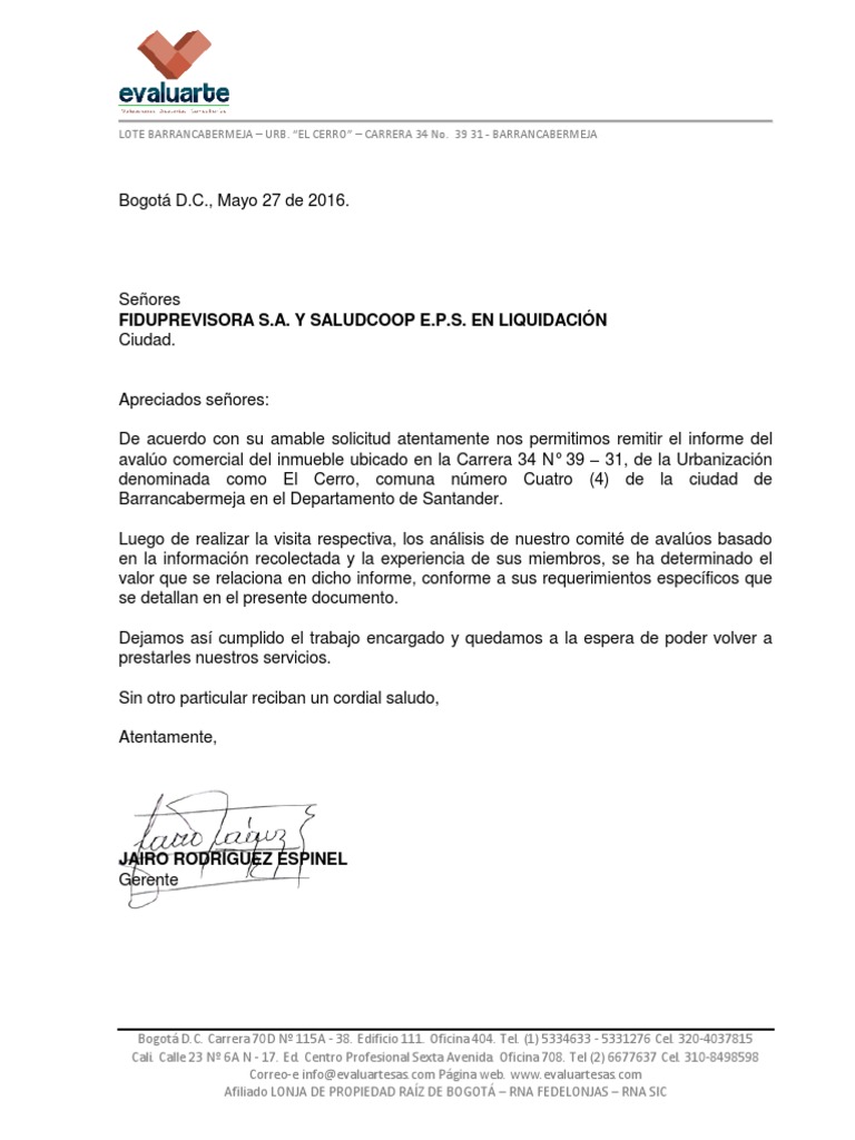 Avalúo Lote Barranbermeja PDF | PDF | Calle | Bogotá