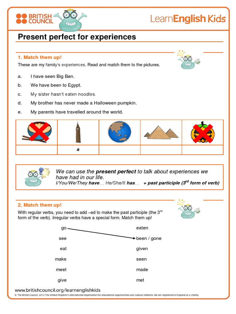 Grammar Games Present Perfect Experiences Worksheet PDF | PDF