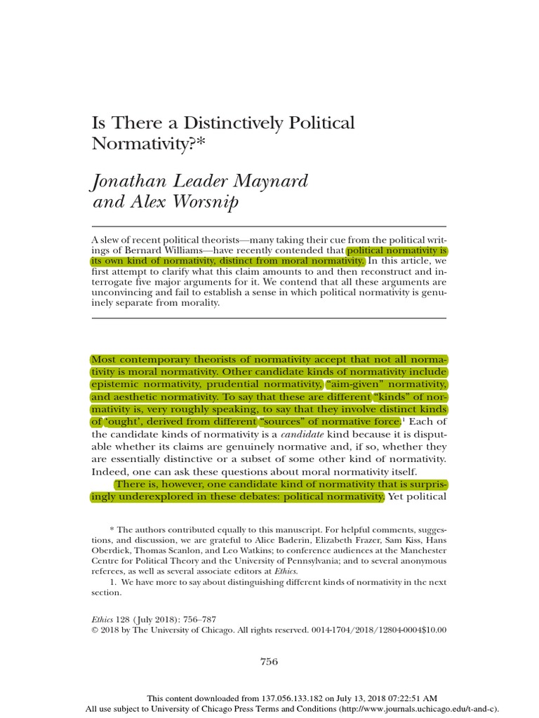 Is There A Distinctively Political Normativity 2018 | PDF | John Rawls ...