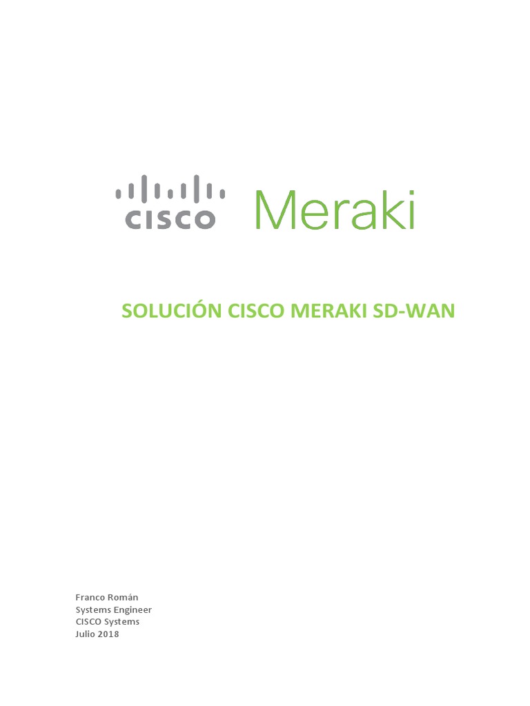 01 - Informe MERAKI SDWAN GENERICO v1.3 PDF | PDF | Red privada virtual | Red de área amplia