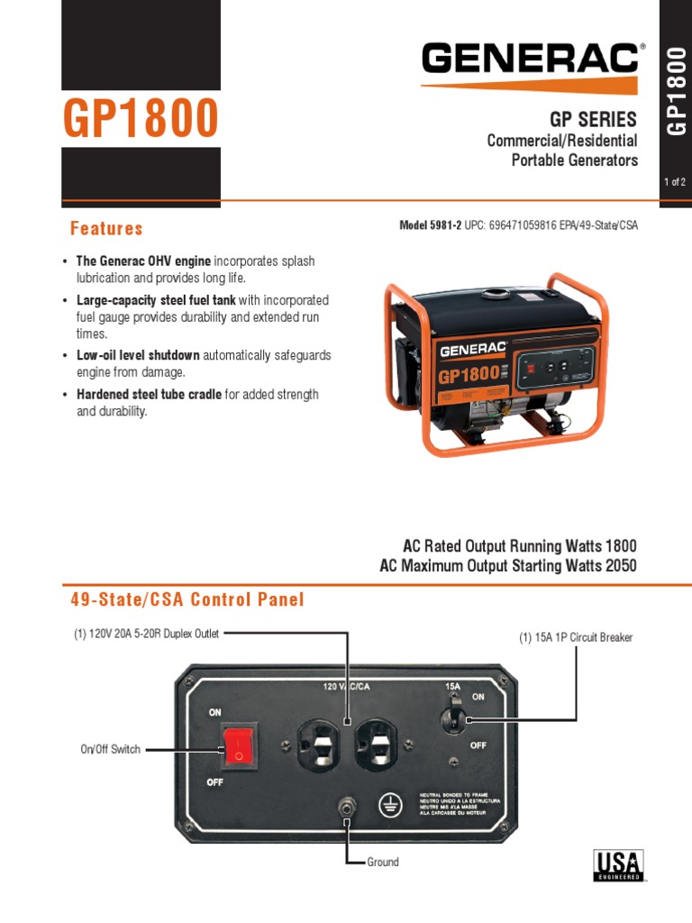 GP1800 Modelo5981 | PDF | Alternating Current | Engines