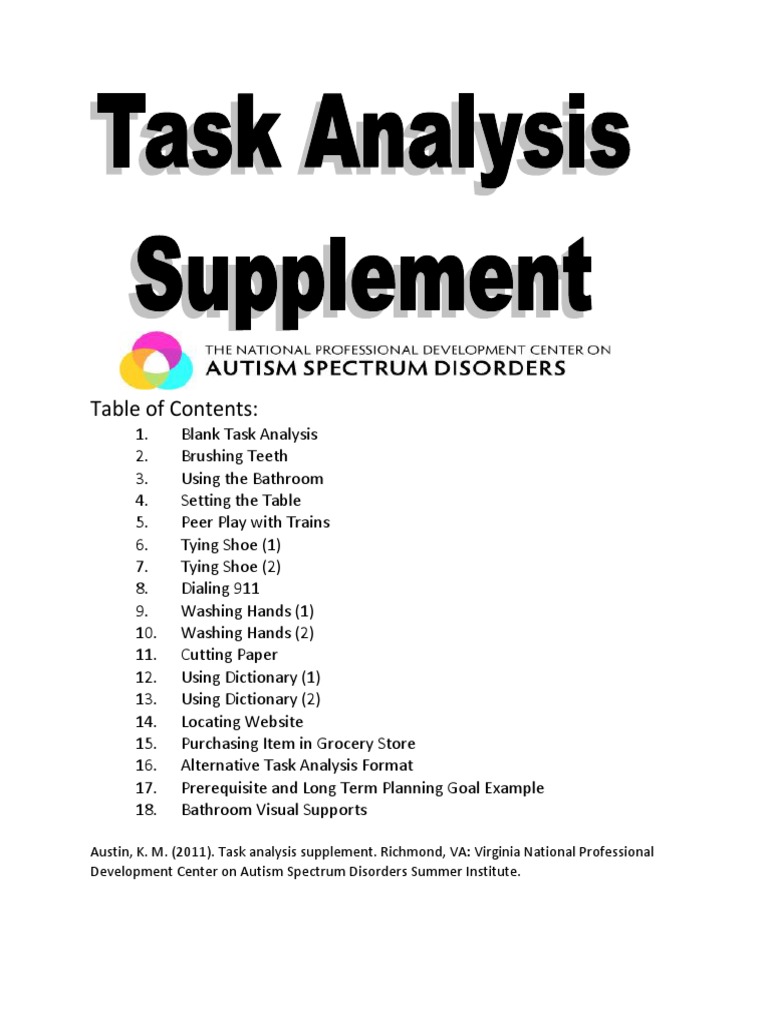 Task Analysis for Daily Living Skills | PDF | Autism | Toilet