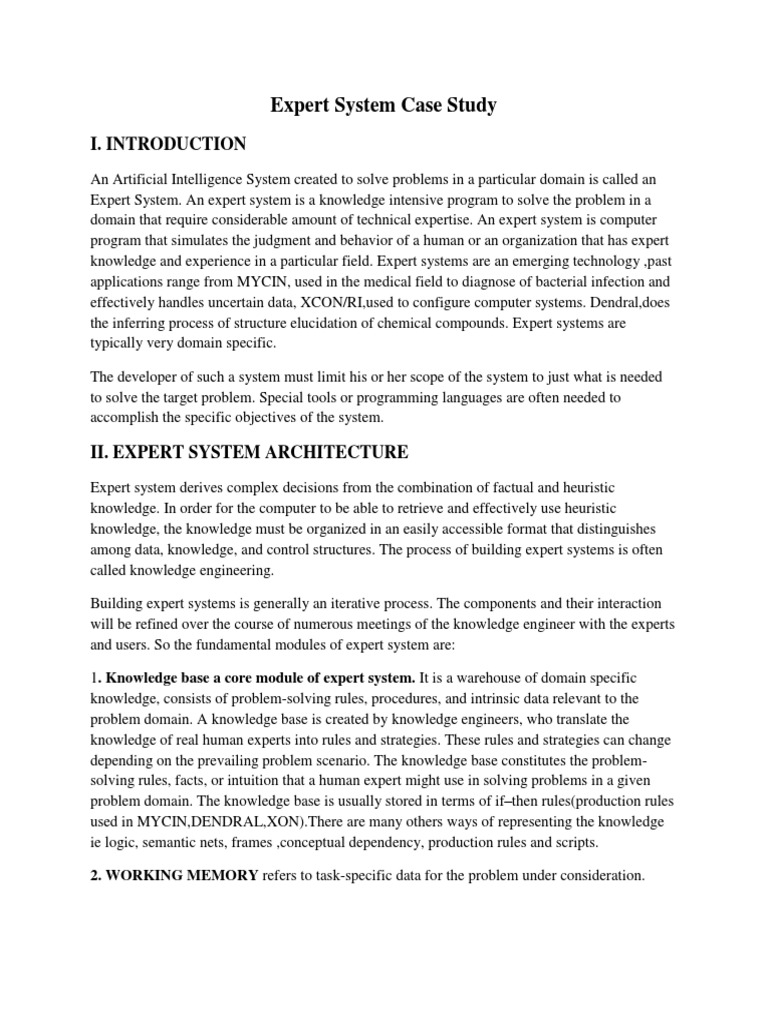 Expert System Case Study | PDF | Expert | Systems Science