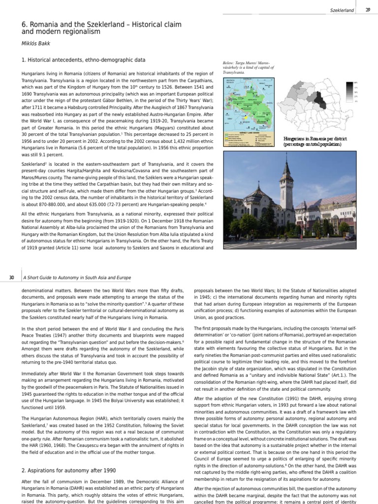 Romania and The Szeklerland - Historical Claim and Modern Regionalism ...