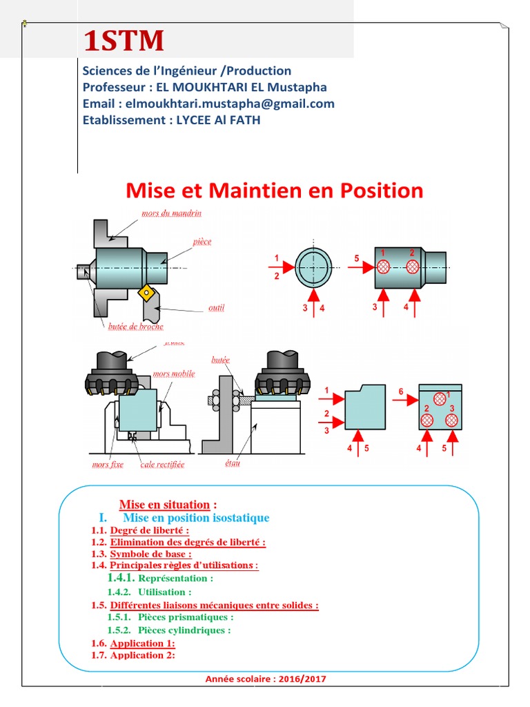 Mise en Position Isostatique en Usinage | PDF | Ingénierie mécanique ...