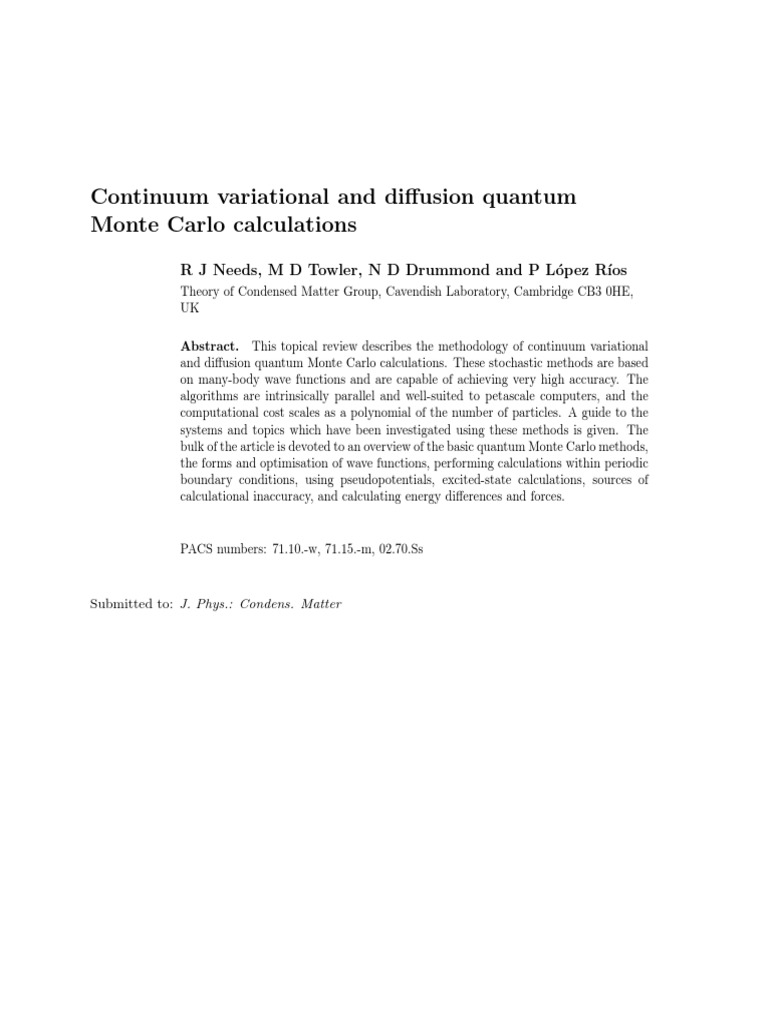 Monte Carlo Método de | Download Free PDF | Wave Function | Hamiltonian ...