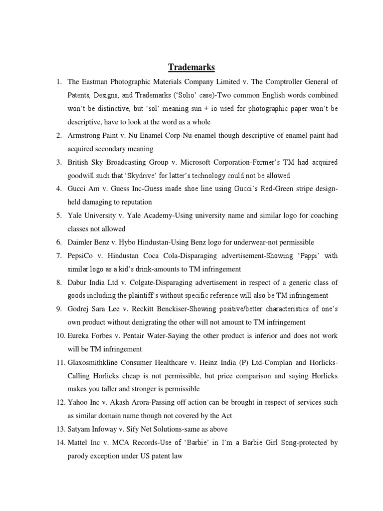 Analysis of Key Trademark Law Principles: Distinctiveness, Secondary ...