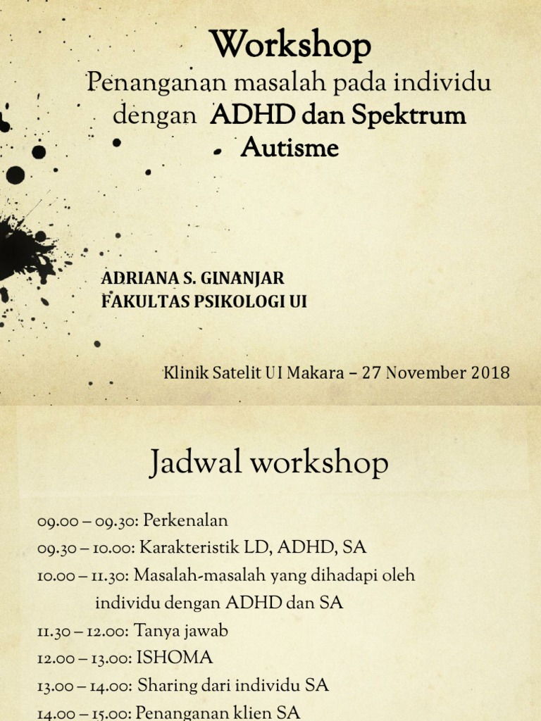 Workshop Penanganan ADHD Dan SA | PDF