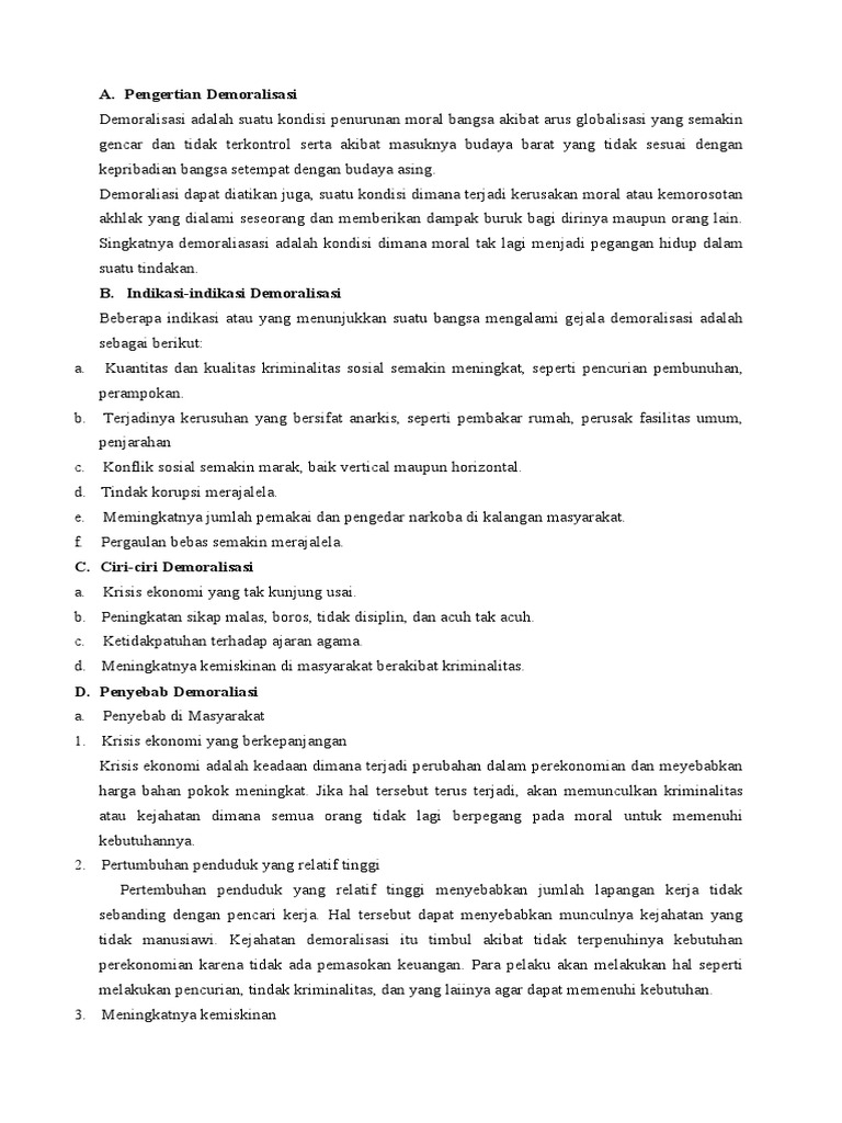 Gejala dan Penyebab Demoralisasi di Indonesia | PDF | Politik | Gaya Hidup