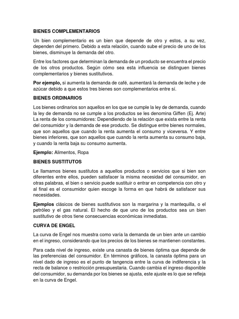 Bienes Complementarios | Descargar gratis PDF | Microeconomía | Oferta ...