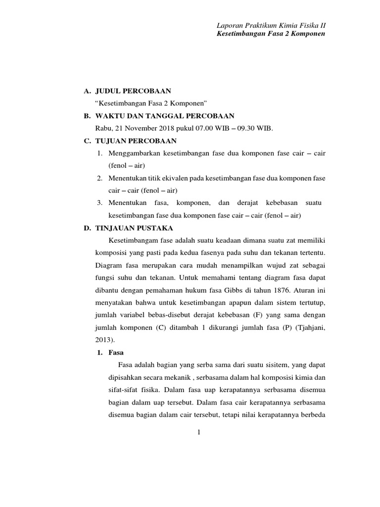 Laporan Praktikum Kesetimbangan Fasa 2 Komponen Part 1 | PDF