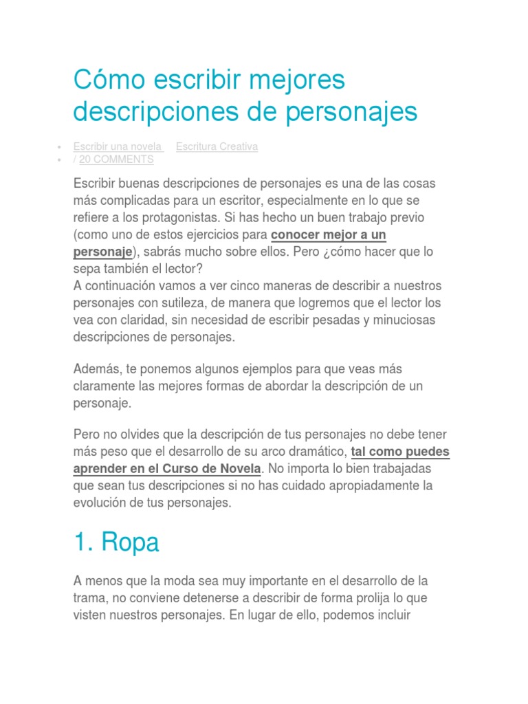 Cómo describir personajes efectivamente | PDF | Escritura