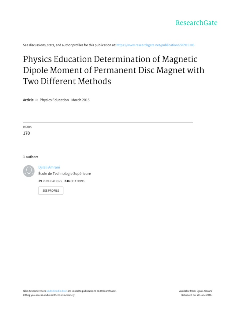 Magnetic Moment Dipole - IJPE-2015 | PDF | Observational Error ...