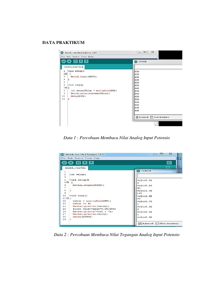 Data Dan Analisa Praktikum Mikroprosesor Analog Input Potensiometer | PDF