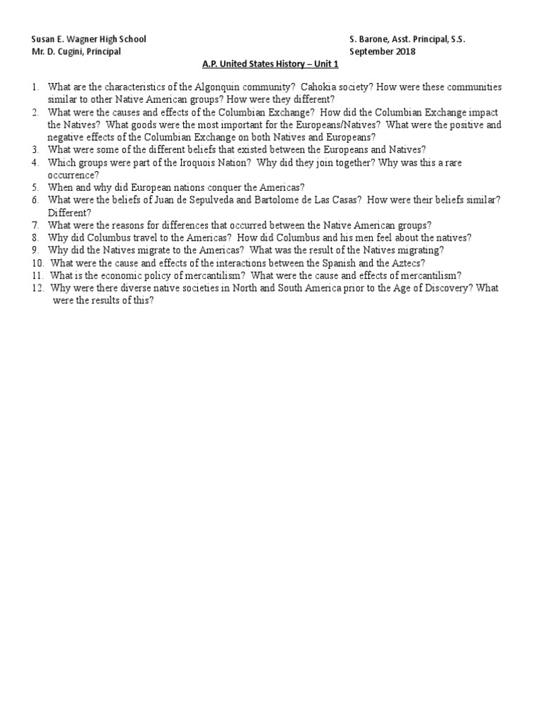 2018 - Unit 1 Review Sheet.1537650065 | PDF