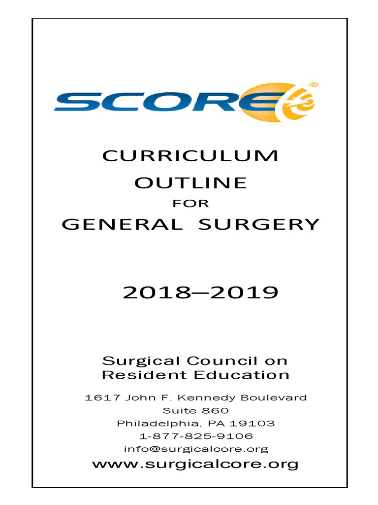 Curriculum Outline General Surgery: Surgical Council On Resident ...