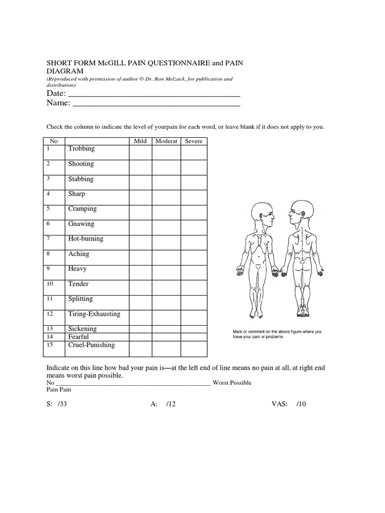 SHORT FORM McGILL PAIN QUESTIONNAIRE and PAIN | PDF