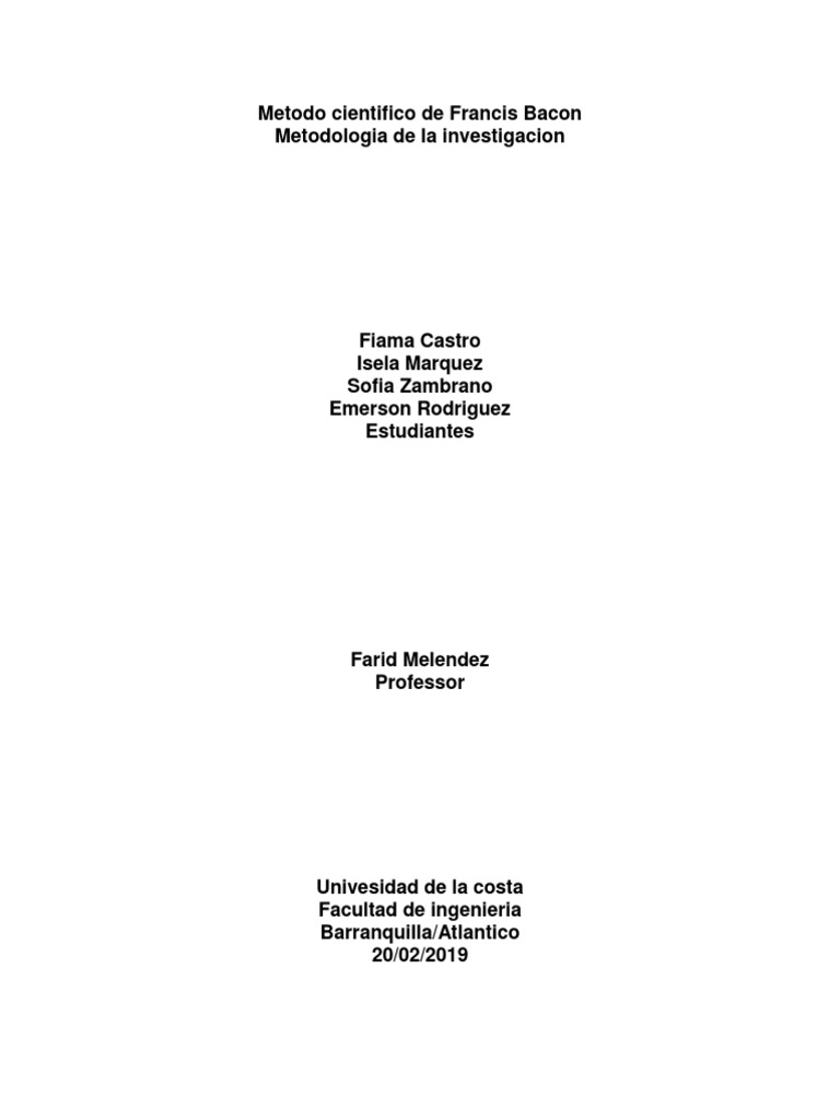 El Método Científico | PDF | Francis Bacon | Razonamiento inductivo