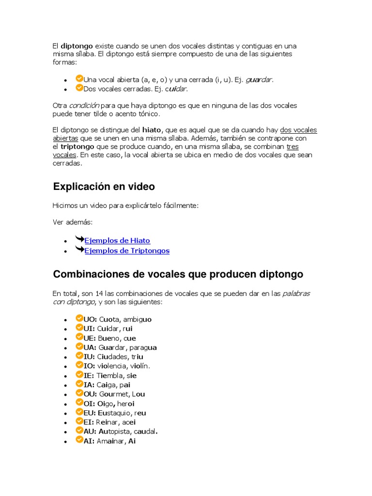 Ejemplos y oraciones con diptongo | PDF | Fonética | Fonología