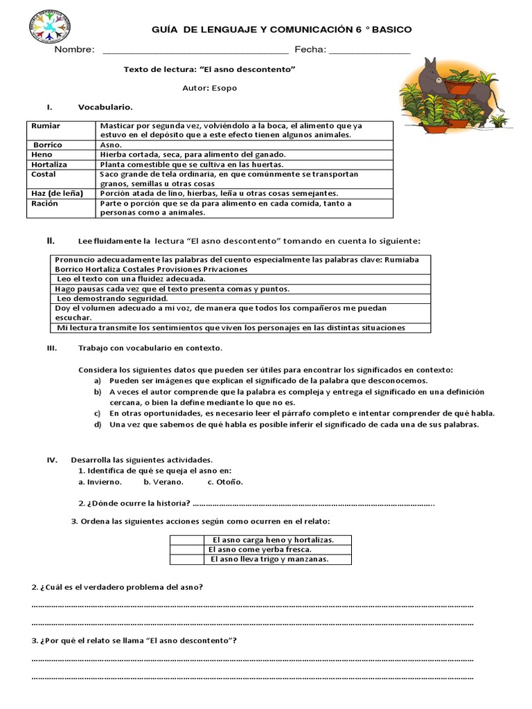 Guía Leng Asno Descontento 2 5 | PDF | Alimentos