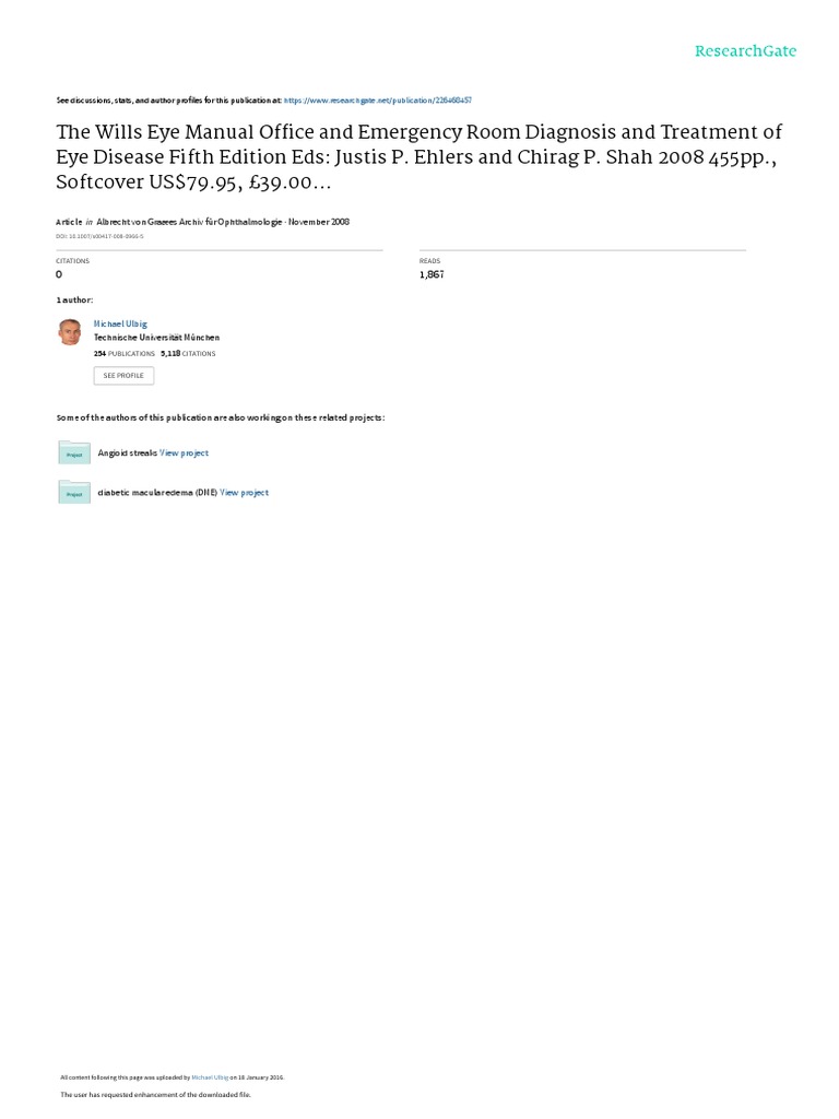 Wills Eye Manual | PDF | Ophthalmology | Diseases And Disorders